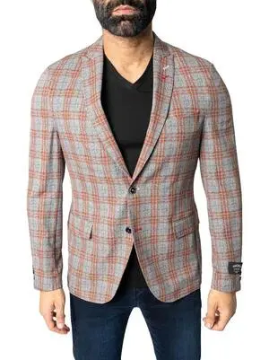MACEOO Descartes Unconstructed Plaid Spanish Blazer - Orange