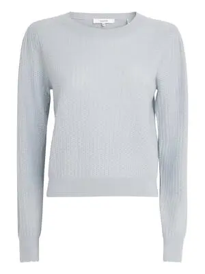 FRAME Cashmere Pointelle Knit Sweater - Blue