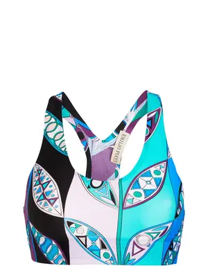 Emilio Pucci Printed Stretch Sports Bra Turquoise