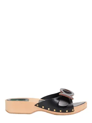 Emilio Pucci Appliquéd Leather Mules Black