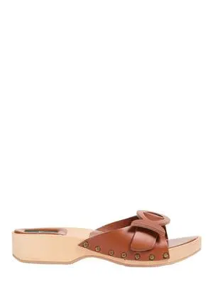 Emilio Pucci Appliquéd Leather Mules Brown