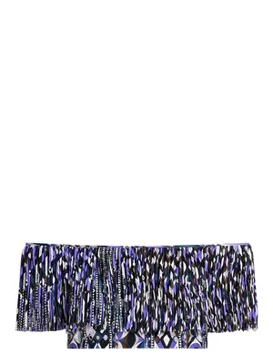 Emilio Pucci Cropped Off-the-shoulder Fringed Top - Purple