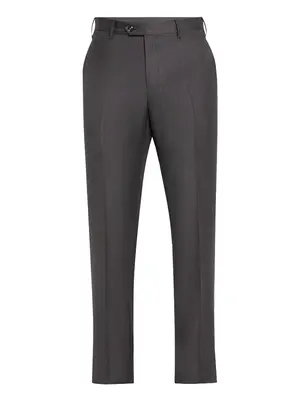 Giorgio Armani Giorgio Armani Flat-Front Wool Trousers Medium Grey