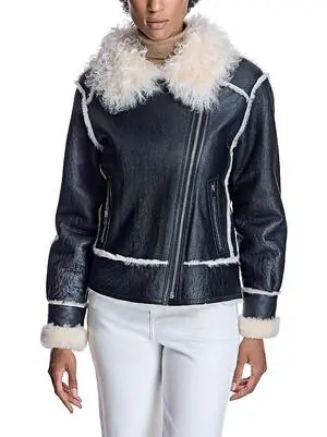 MAXIMILIAN Nappa Finish Shearling Jacket - Black