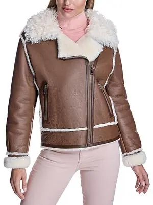MAXIMILIAN Nappa Finish Shearling Jacket - Brown
