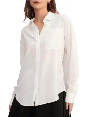 Lilysilk Drop Shoulder Silk Shirt - Natural White