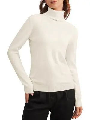 Lilysilk Pure Cashmere Turtleneck Sweater White