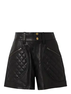Isabel Marant Candice Quilted Leather Shorts - Black