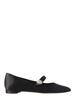 Manolo Blahnik Marijanaflat Crystal-embellished Mary Jane Flats - Black