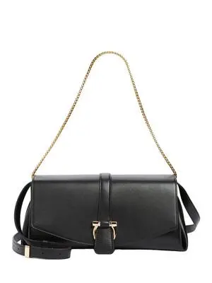 FERRAGAMO Medium Leather Crossbody Bag - Nero