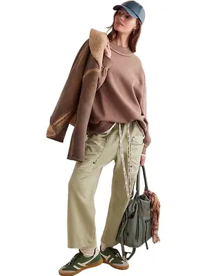 Free People We The Free Jet Set Knit Pants Lima Bean