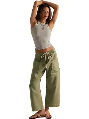 Free People We The Free Jet Set Knit Pants Oil Green