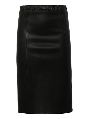 ARMA Leather Midi Skirt - Black