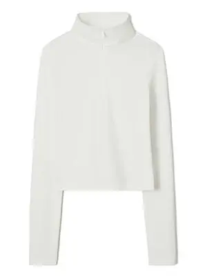 Tory Burch Cropped Jacquard Top - Snow White