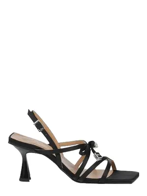 GANNI Textile Fiber Spool Heel Sandals - Black
