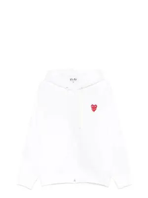 Play Comme Des Garcon Double Heart-patch Hoodie - White