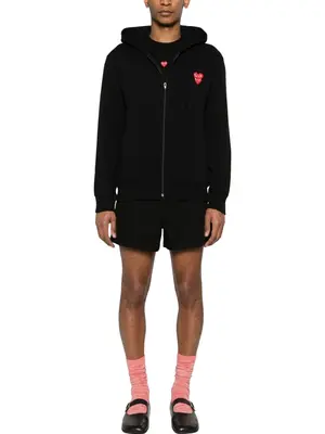 Play Comme Des Garcon Comme Des Garçons Play Double Heart-patch Hoodie Black