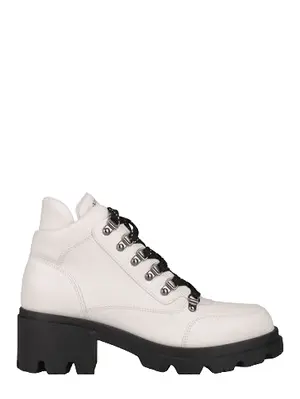 Emporio Armani Leather Ankle Boots - Off White