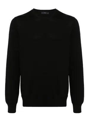 FAY Fay Round-Neck Virgin Wool Sweater Black