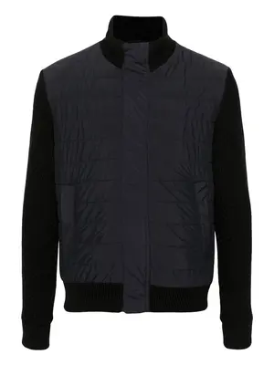 Herno Knitted-panels Padded Bomber Jacket - Black