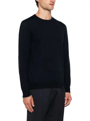 FAY Round-neck Virgin Wool Sweater - Blue