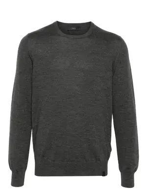 FAY Round-neck Virgin Wool Sweater - Grey