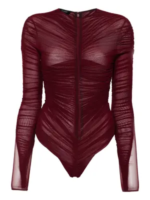 MUGLER Gathered Bodysuit - Red