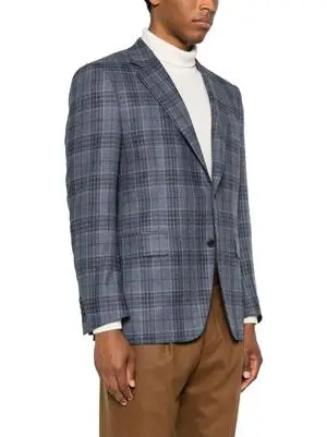 Canali Checked Single-breasted Blazer - Blue