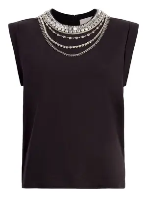 Cinq À Sept Bella Necklace-embellished T-shirt - Black