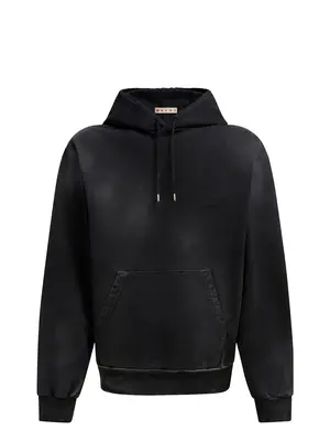 Marni Bleached-effect Cotton Hoodie - Black