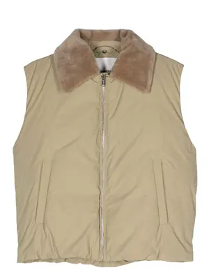 Nanushka Fleece-collar Padded Gilet - Neutrals