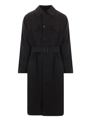 MAISON MARGIELA Canvas Belted Trench Coat - Black