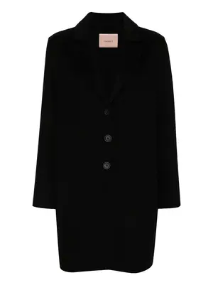 TWINSET Logo-patch Coat - Black