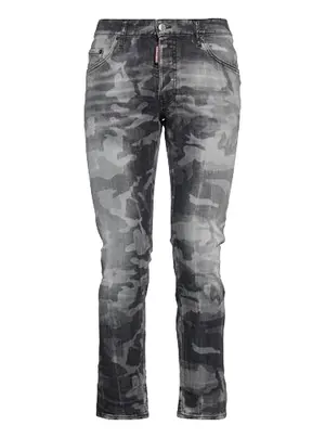 Dsquared2 Jeans In Cotton, Elastane And Cow Leather - Grey