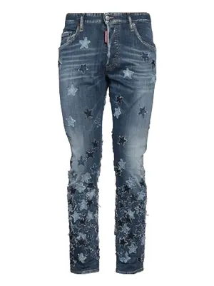 Dsquared2 Tapered Jeans With Appliqués - Blue