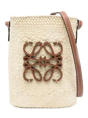 Loewe Anagram-plaque Raffia Crossbody Bag - Neutrals