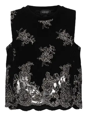 Giambattista Valli Floral-embroidered Tank Top - Black