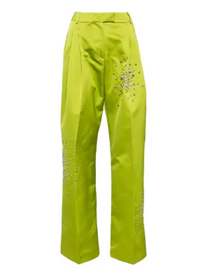 DES_PHEMMES Rhinestone-embellished Wide Leg Trousers - Green