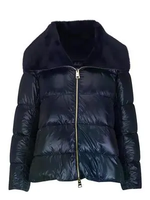 Herno Padded Jacket With Faux-fur Collar - Blue