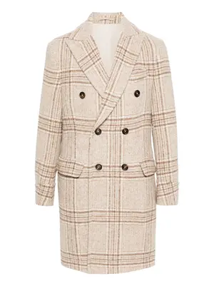 Eleventy Check-pattern Coat - Brown