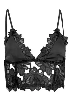 FLEUR DU MAL Whitney Embroidered Longline Triangle Bra