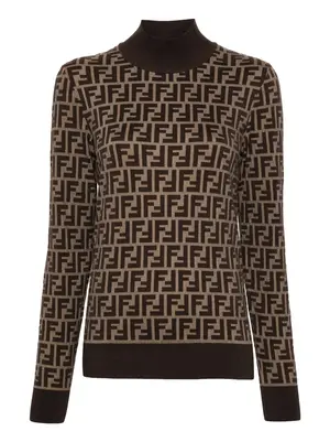 Fendi Ff-jacquard Sweater - Brown