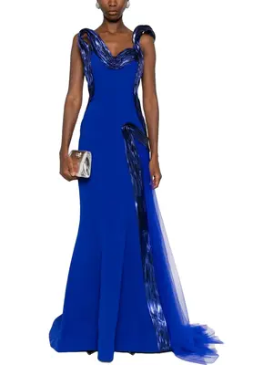 GABY CHARBACHY Metallic-effect Mermaid Gown - Blue