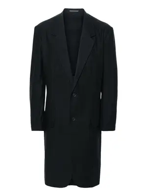 Yohji Yamamoto Graphic-print Mid-length Coat - Black