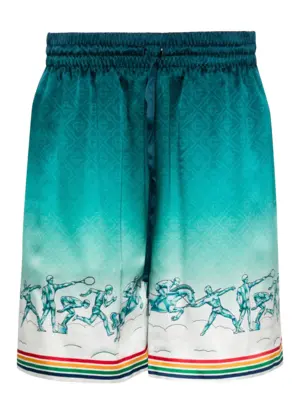 Casablanca La Déesse Du Stade Silk Shorts - Green