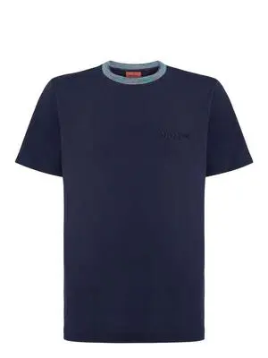 Missoni Embroidered Cotton T-shirt - Blue