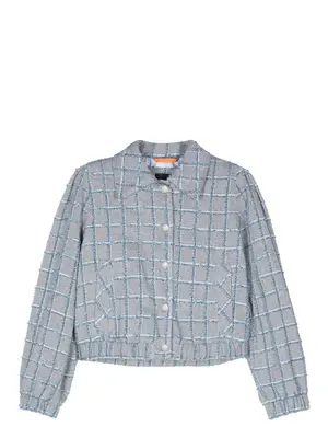 BOSS Check-pattern Tweed Jacket - Blue