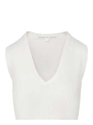 Veronica Beard Sid Ribbed Knit Top - White