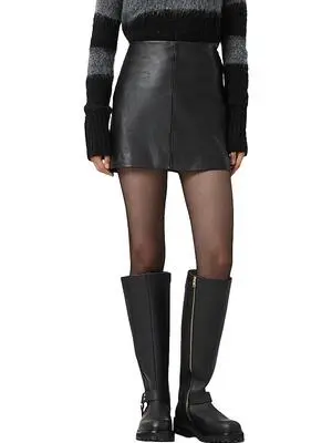 ALLSAINTS Renai Leather Skirt Black