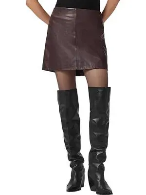 ALLSAINTS Renai Leather Skirt - Oxblood Red